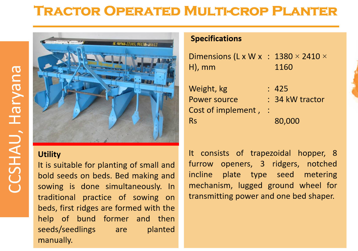 Tractor Operated Multi-crop Planter
